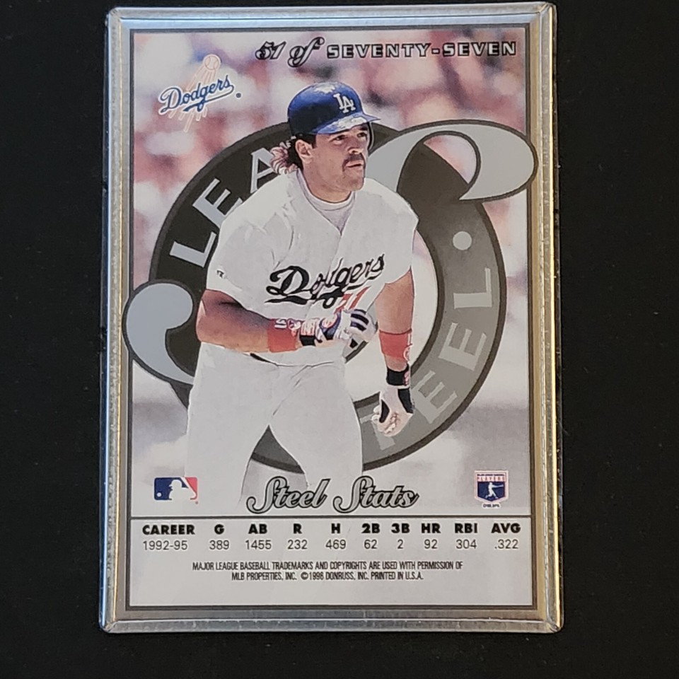 MIKE PIAZZA 1996 DONRUSS LEAF SILVER STEEL STATS 51 OF 77 MLB DODGERS ...