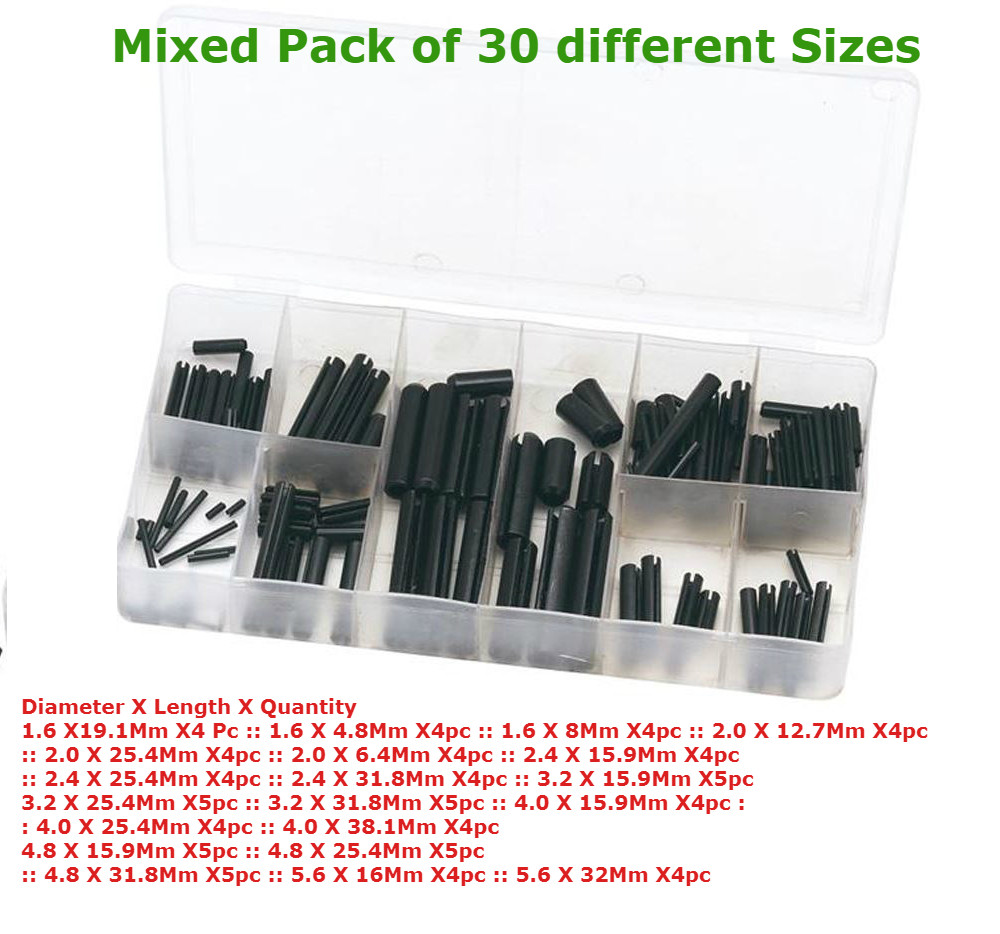 120Pc Assorted Roll Pin Set Tension C Pins Spring Sellock In Assort ...