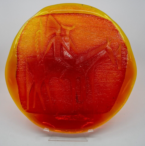 BLENKO DON SHEPHERD NATIVE AMERICAN SPIRITS AMBERINA ART GLASS PLAQUE ...
