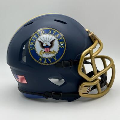 US Navy CUSTOM Matte Navy Blue - Gold Facemask Mini Football Helmet | eBay