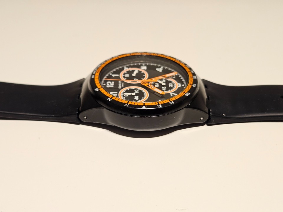 RETRO RACING SPORT BLACK AND ORANGE PLASTIC MEN CHRONOGRAPH QUARTZ ...