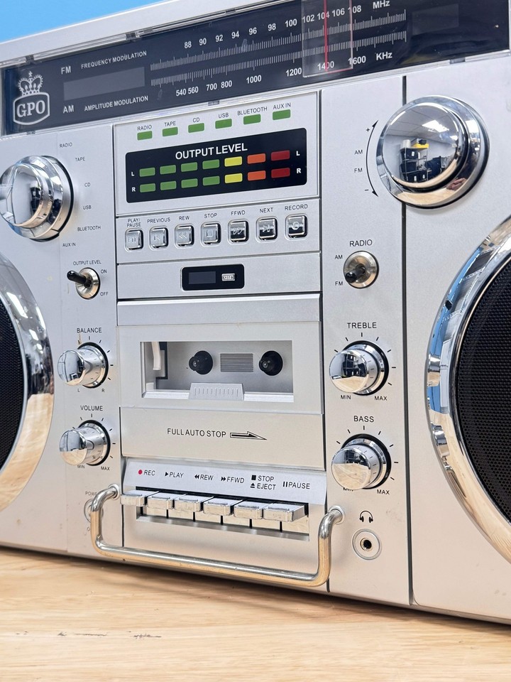 GPO Brooklyn Retro Portable Boombox Silver Radio Cassette Player | eBay