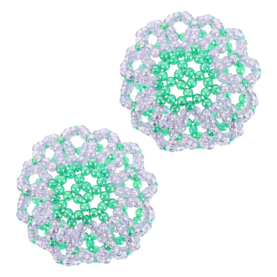 2pcs Hair Bun Cover, Handmade Rhinestone Crochet Elastic Bun Hair Nets ...