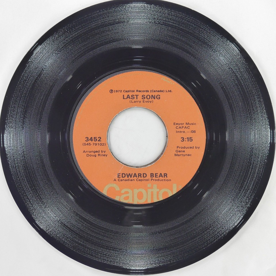 EDWARD BEAR Last Song CAPITOL 3452 VG+ 45 RPM 1972 Pop Rock 7" Soft ...
