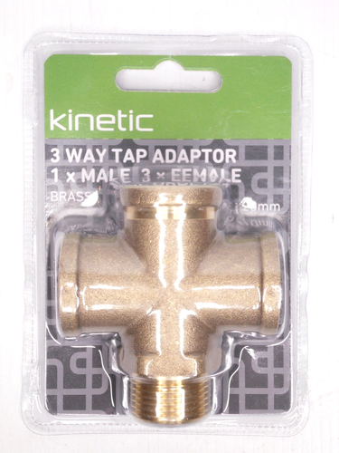 Brass 20mm 3 Way Tap Adapter 1 x Male 3 x Female For Outdoor 3/4 ...