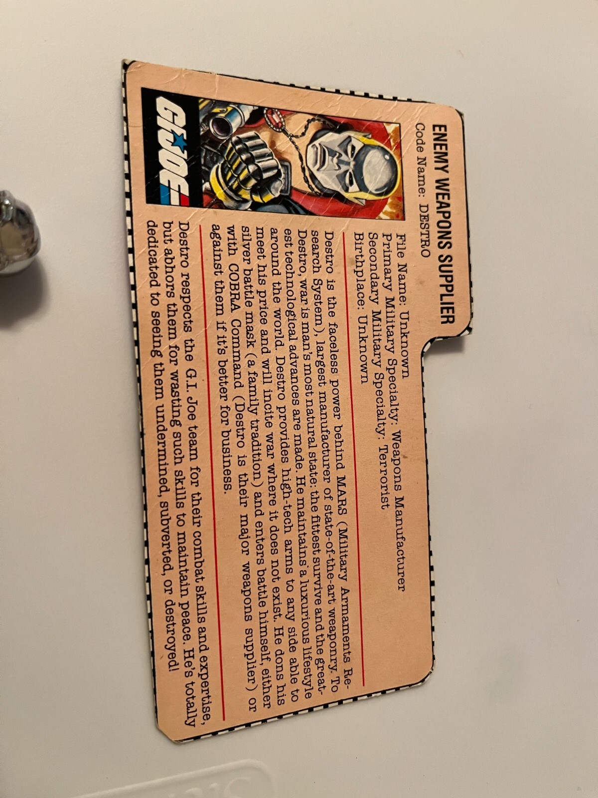 VINTAGE 1983 GI JOE Original DESTRO Figure w/ Bag + File Card | eBay