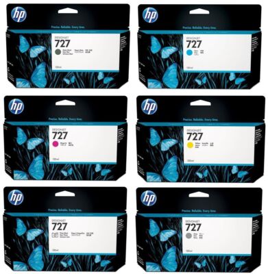 HP 727 High Capacity 6 Colour Ink Cartridge Set B3P19/20/1/2/3/4A | eBay UK