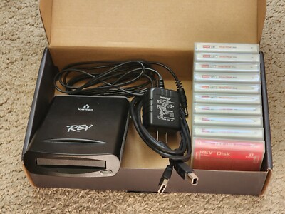 Iomega Rev 35/90Gb External USB 2.0 Backup Hard Drive Plus 10 Disks ...