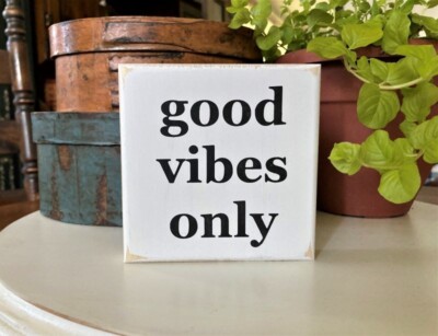 Good Vibes Only Tiered Tray Decor Mini Sign Wood Hand Painted | eBay