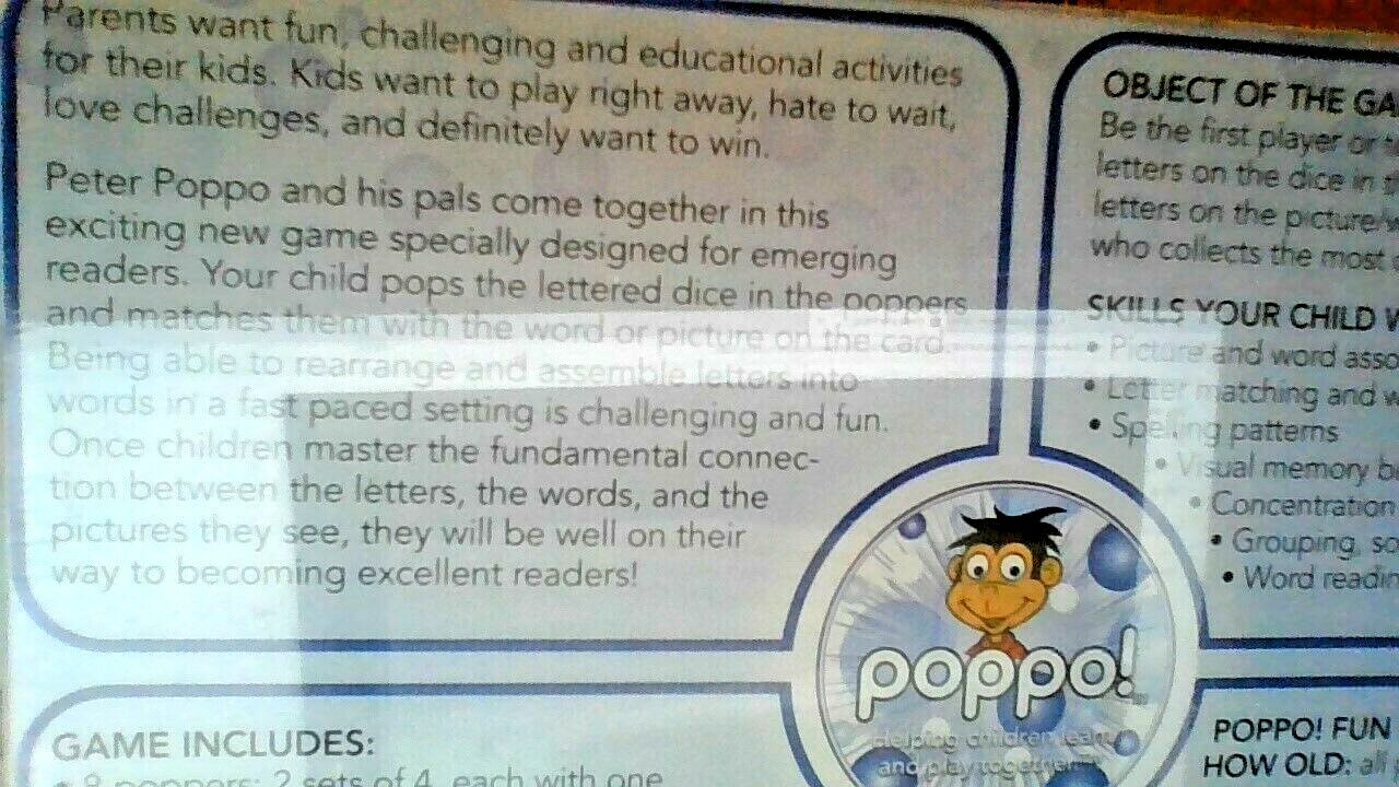 Poppo Pop 'til You Drop Fast Paced Educational Word Family Game for ...