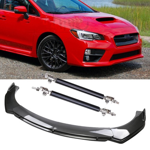 Carbon Fiber Front Bumper Lip Spoiler + Strut Rods For Subaru Impreza ...