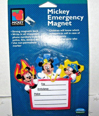 DISNEY MICKEY MOUSE EMERGENCY FIRE DOCTOR POLICE PHONE MAGNET NEW IN ...