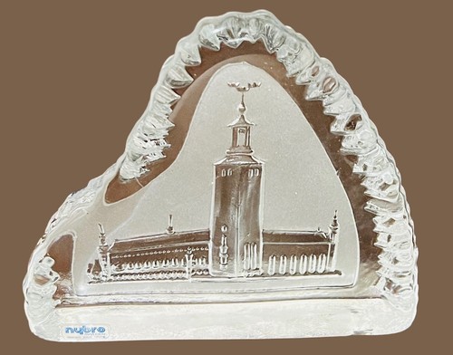 Nybro Sweden Crystal Paperweight Stockholm City Hall Kungsholmen Paul ...