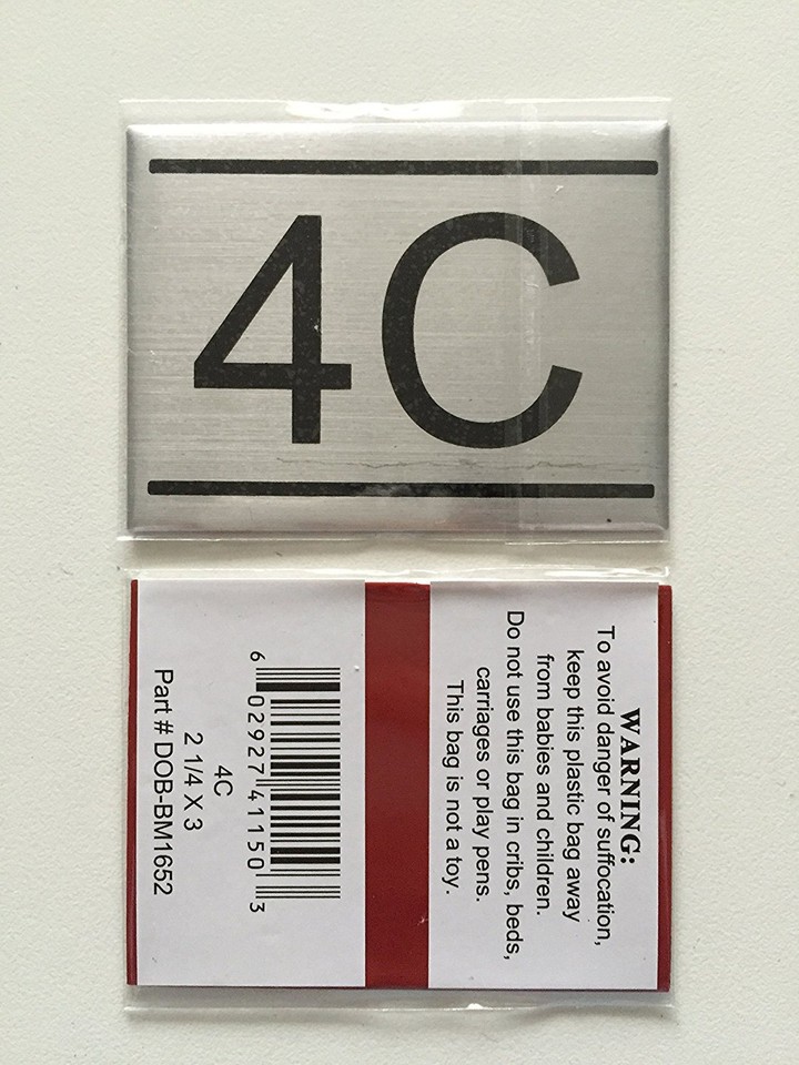 APARTMENT NUMBER SIGN -4C -BRUSHED ALUMINUM (2.25X3, Aluminium)-REF24 ...