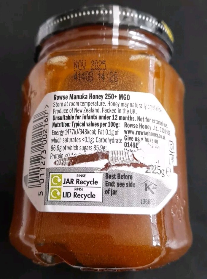 Rowse Authentic MGO 250+ Manuka New Zealand Honey - 225g for sale ...
