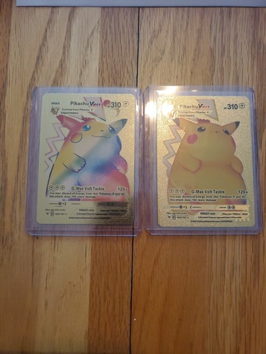 Pokemon 2 Pikachu 1 Golden And Vmax 1 Golden Rainbow Full Art 44/185 ...