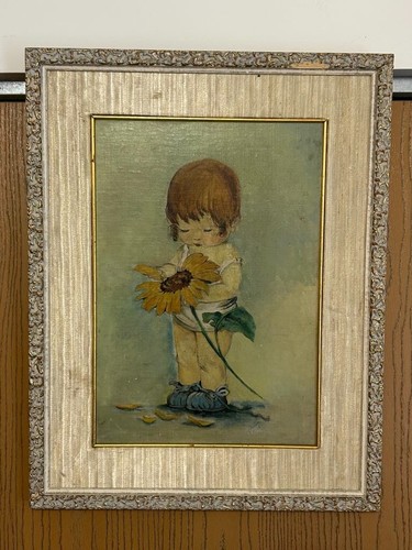 Framed 1927 C. Twelvetrees He Loves Me He Loves Me Not Painting Artist ...
