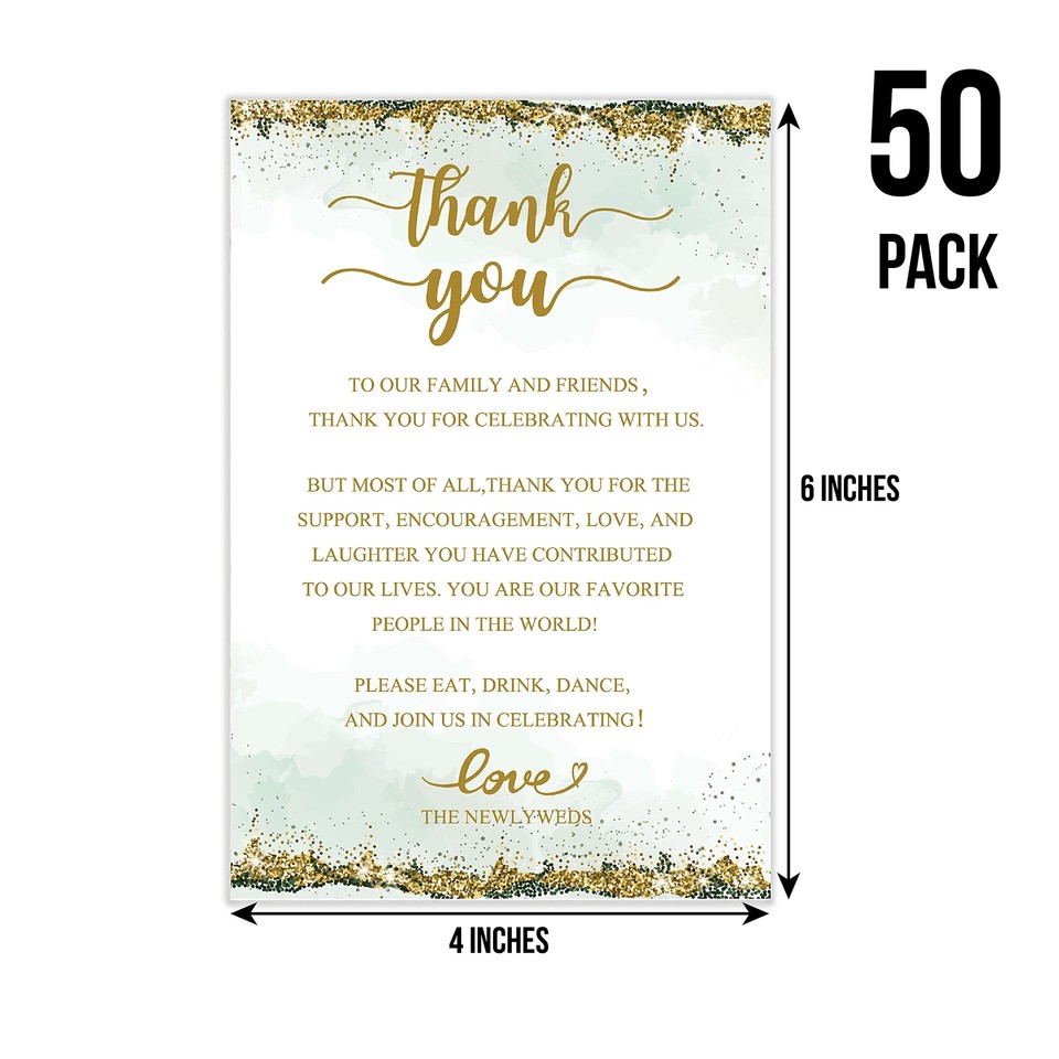 50 Wedding Thank You Place Cards Thank You Table Sign Wedding Reception ...