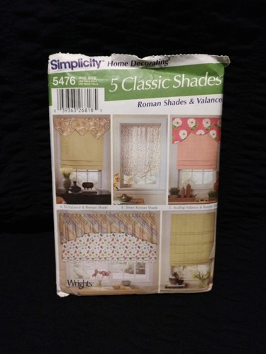 Sewing Pattern Home Decor Simplicity 5476 - 5 Classic Shades, Roman ...
