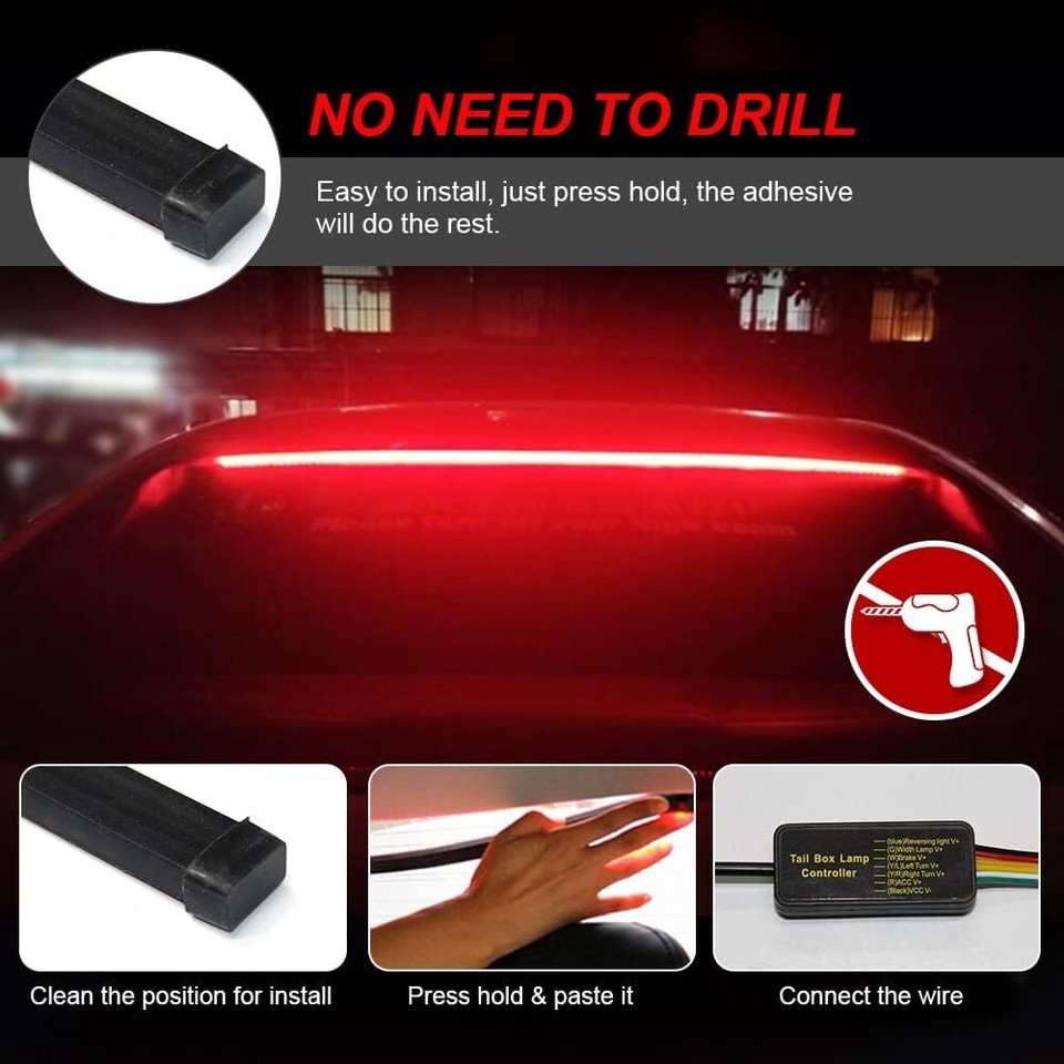 LED Third Brake Light Strip Bar, 5 Function Sequential Turn Signal ...