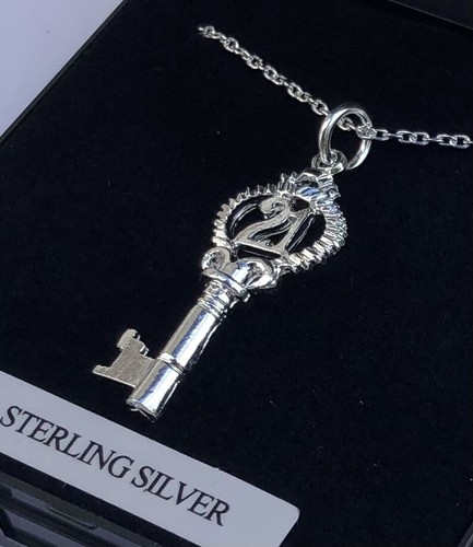 925 Sterling Silver 21st Key Pendant 20”Chain UK Supply Free Box | eBay UK