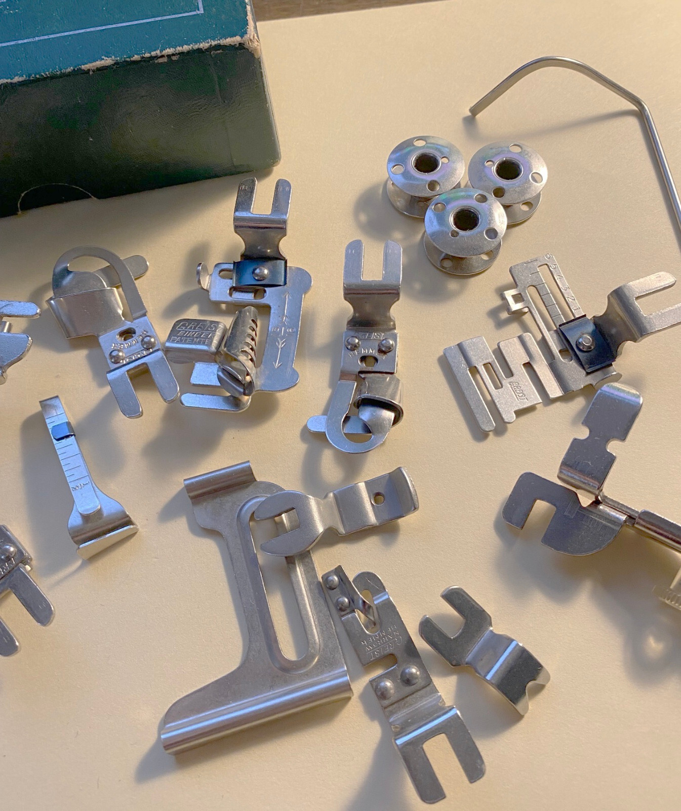 Lot of Greist Sewing Machine Attachments Foot Binder Tuck Ruffler ...