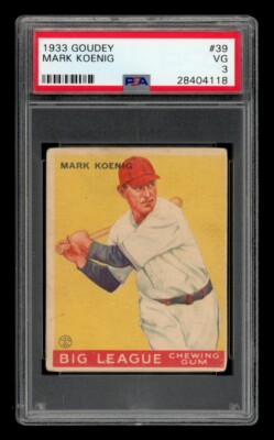 1933 Goudey Set-Break # 39 Mark Koenig PSA 3 VG | eBay