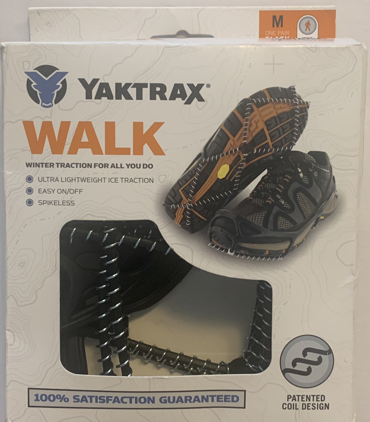 Yaktrax Walk Pair Spikeless Ultra Lightweight Ice Traction Size M Black ...