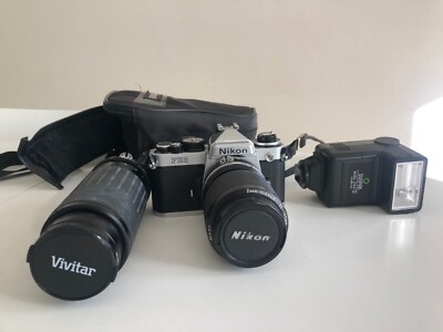 Nikon FE2 SLR 35 mm Film Camera Plus Zoom Lenses and Flash | eBay Australia