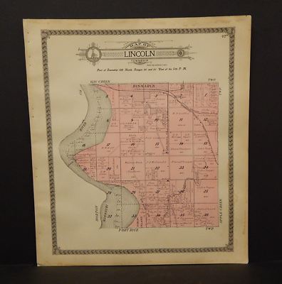 North Dakota Burleigh County Map Lincoln Township 1912 Q8#21 | eBay