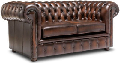 Chesterfield Plus Two Seater Sofa Antique Brown Leather | eBay UK