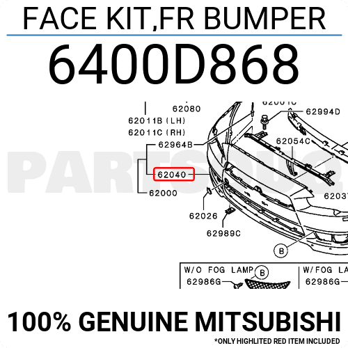 6400D868 Mitsubishi Face Kitfr Bumper Genuine OEM Part for sale online ...