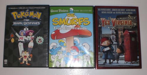 lot of 3 dvds - Pokemon Black White Rival Destinies 3 Smurfs Vol 1 Yes ...