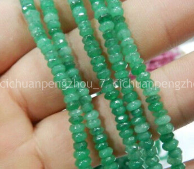 Faceted 2x4mm Natural Green Aventurine Abacus Gems Rondelle Loose Beads ...