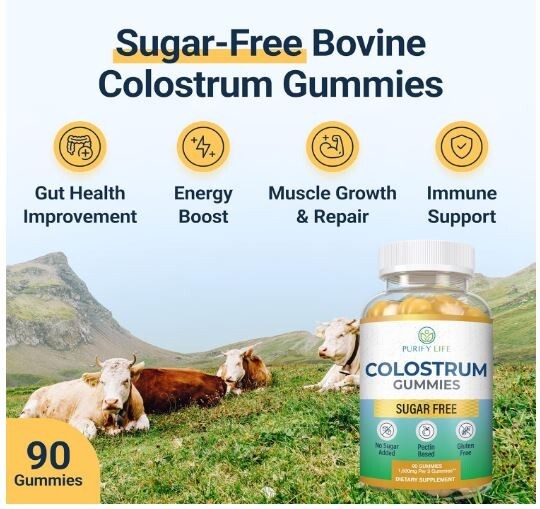 Sugar-Free Colostrum Gummies, Bovine Colostrum for Humans, Grass-Fed 8/ ...