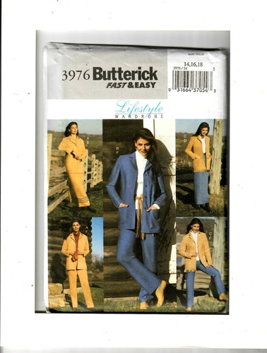 Butterick 3976 Sewing Pattern Shirt Jacket Pants Skirt Size 14-18 Uncut ...