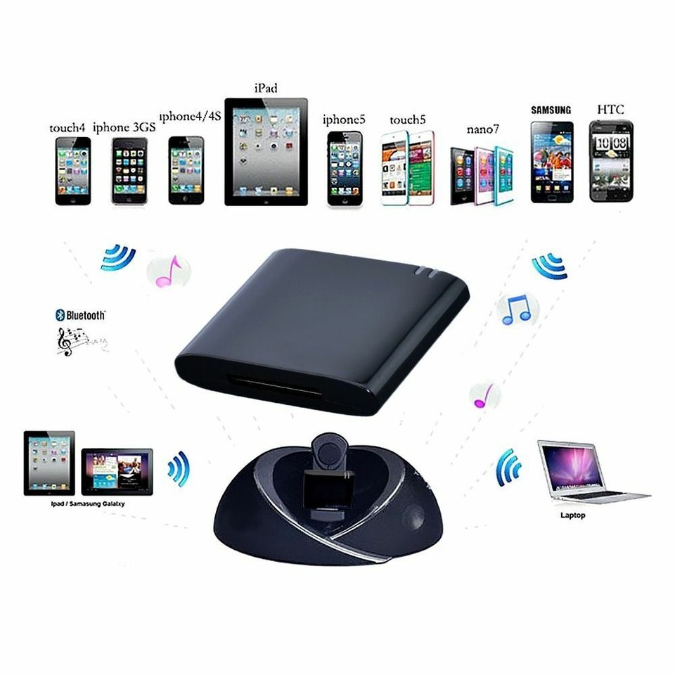 30 Pin Bluetooth v5.0 Adapter Audio Receiver for Bose iPod iPhone ...