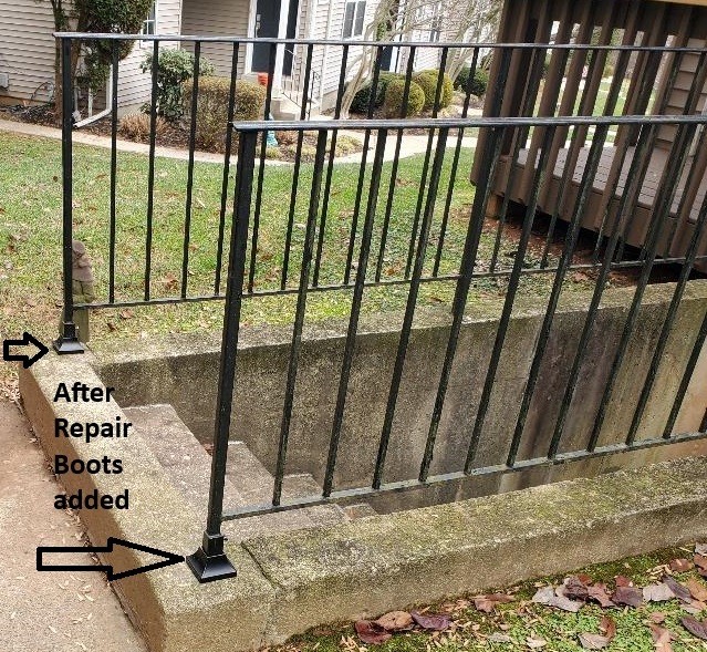 1" Rail Post 4" Repair Base Broken 1" POSTs slip Fit IN NO weld Powder ...