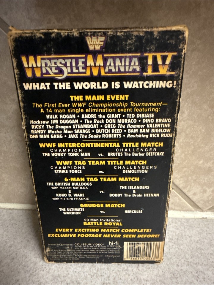 WWF WRESTLEMANIA IV 1988 Coliseum Video Two Tape VHS Hulk Hogan Andre ...