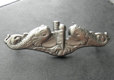 Navy Submarine Dolphins Enlisted Warfare Full Service Pin Badge 2 7/8 ...