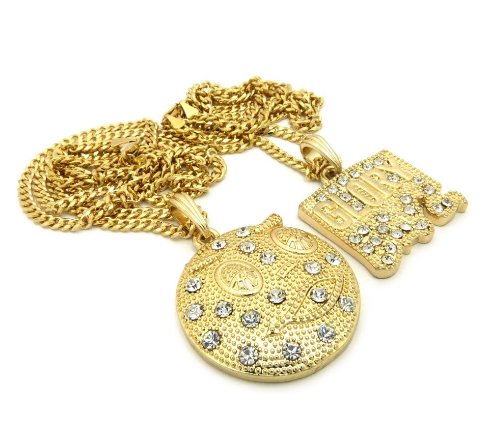 NEW GLORY BOYZ & GLO-GANG PENDANT &24"&30" C-CUBAN CHAIN NECKLACE SET ...