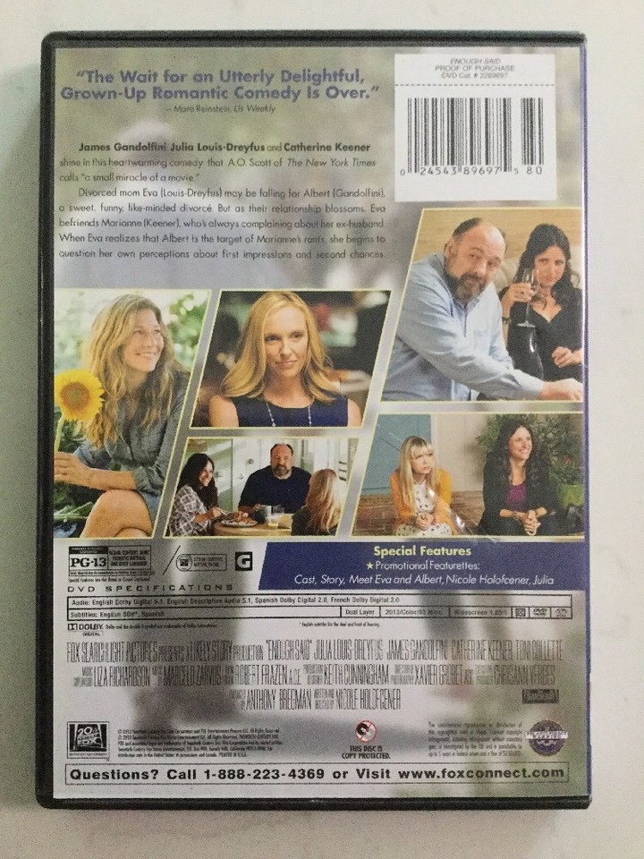 Enough Said (DVD, 2014, WS) James Gandolfini, Julia Louis-Dreyfus SHIPS ...