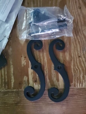 PAIR ACORN RK4BQ BLACK FORGED STEEL LARGE S SHUTTER DOGS HOLDBACK 6-3/4 ...
