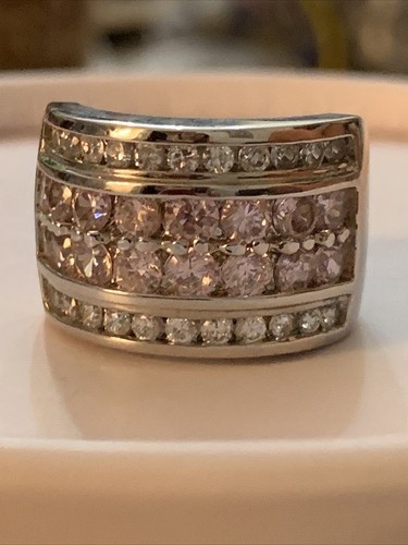 DESIGNER R 925 STERLING MULTI COLOR 4 ROW WHITE PINK STONE ANNIVERSARY ...