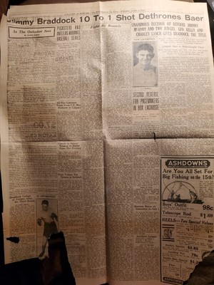 Calgary Herald Newspaper Page Boxing Jimmy Braddock beats Baer June 15 ...