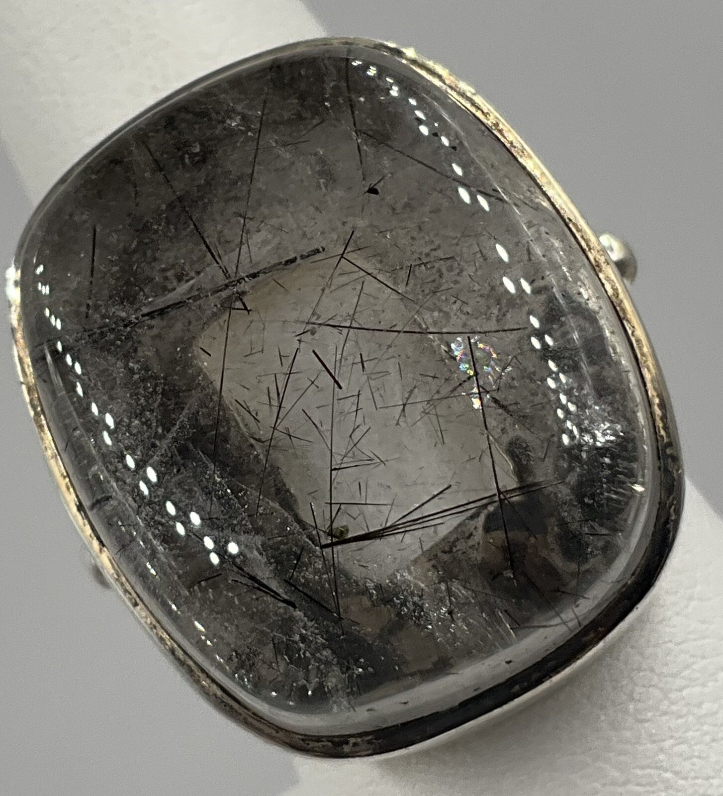 STERLING SILVER BOLD RUTILATED QUARTZ RING SIZE 8.25 - Gem