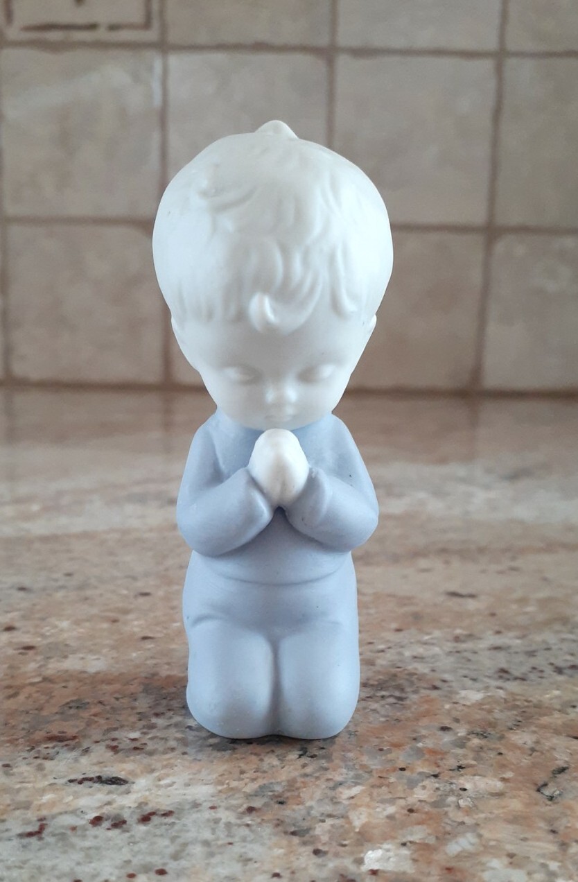 Enesco Praying Children Blue Boy Hand Painted Collectible 3.5" | eBay