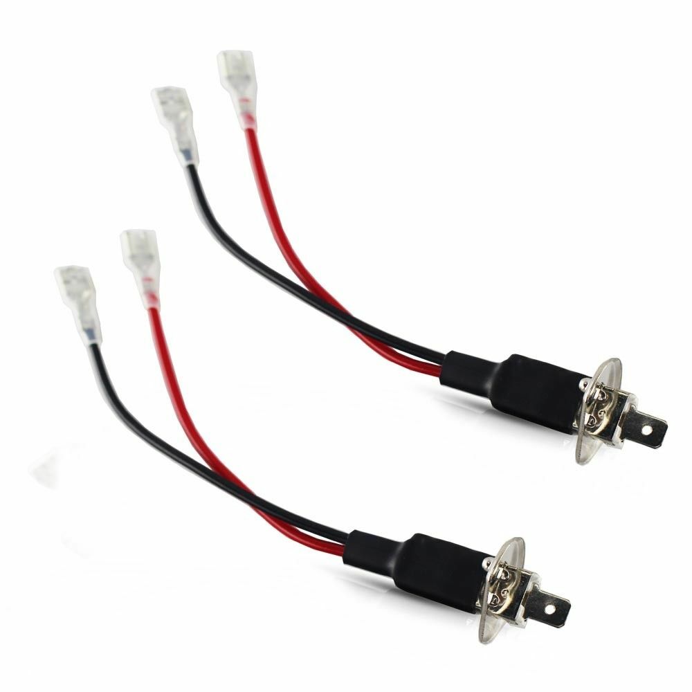 4X LED Headlights Connection H3-To-H1 Conversion Adapter Sockets Wiring ...
