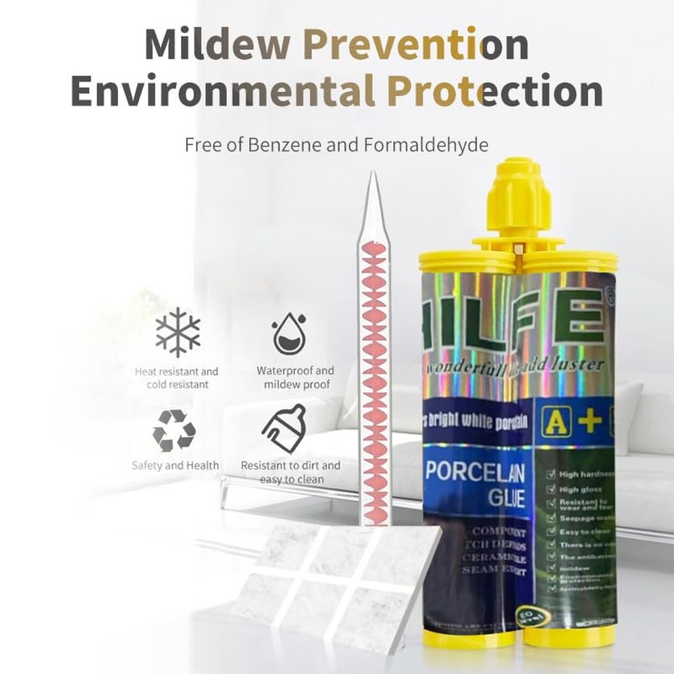 Epoxy Grout Porcelain White , Waterproof Auto-mix Dual Tubes Tile Grout ...