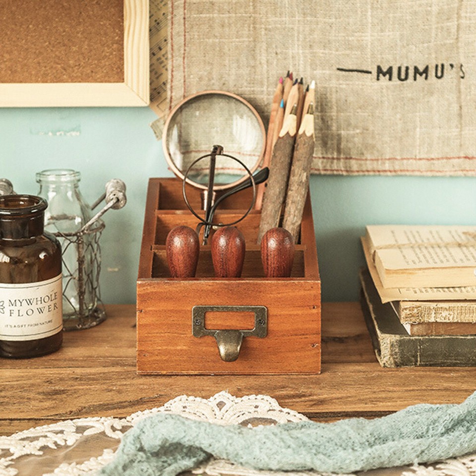 Small Desktop Wooden Storage Jewellery Trinket Box Cabinet Display ...